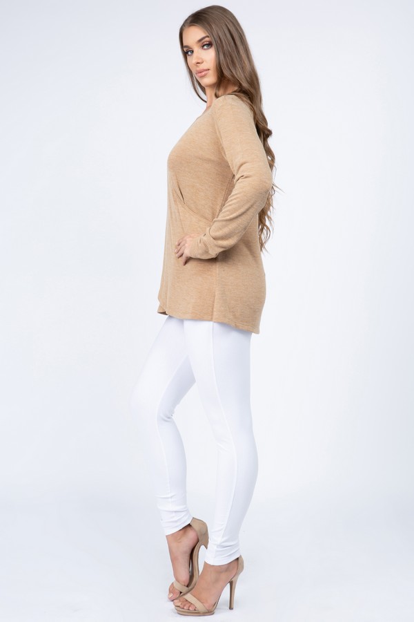 Women's Keyhole Wrap Sweater Top - Wholesale - Yelete.com