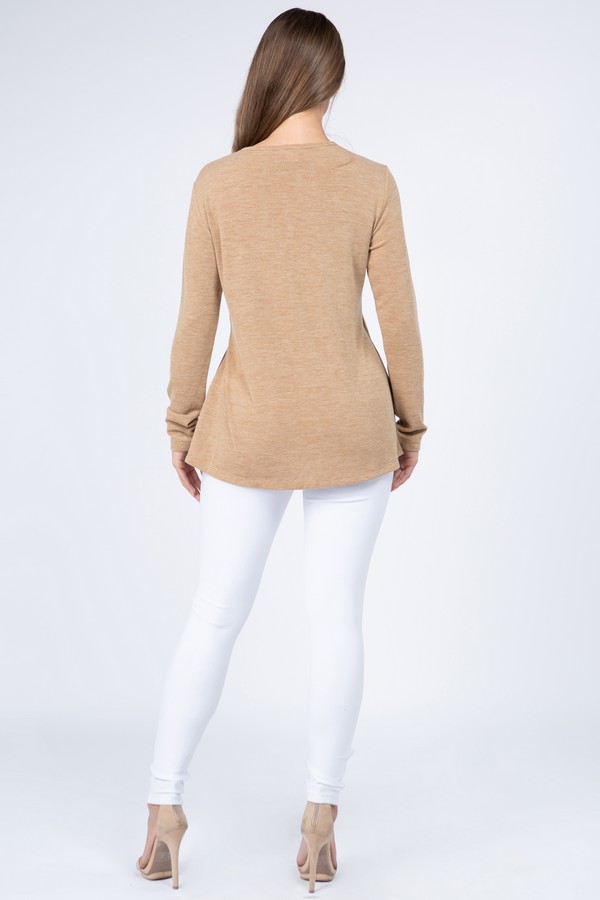 Women's Keyhole Wrap Sweater Top - Wholesale - Yelete.com