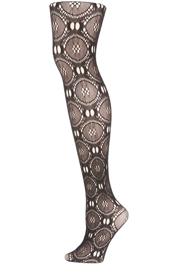 Stella Elyse Ethnic Button Pattern Fishnet Pantyhose - Socks Hosiery ...